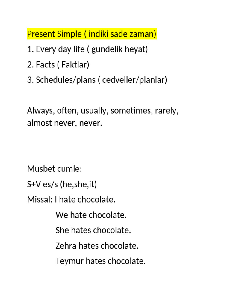Present Simple Tense Explained | PDF