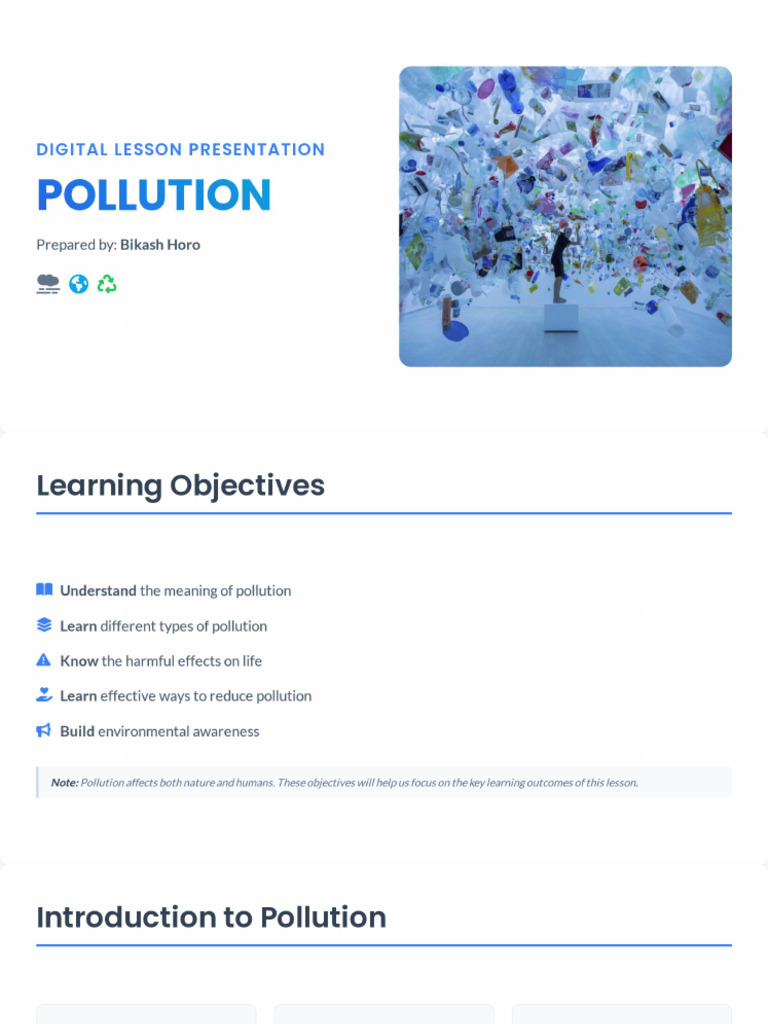 Pollution - Digital Lesson Presentation | PDF