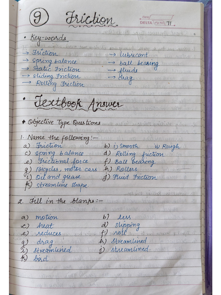 Chapter - 9 Friction Class 8th | PDF
