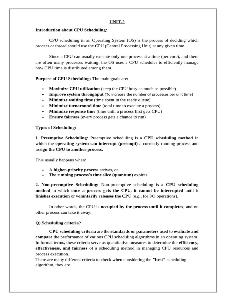 Unit 2 (Os) | PDF | Scheduling (Computing) | Process (Computing)