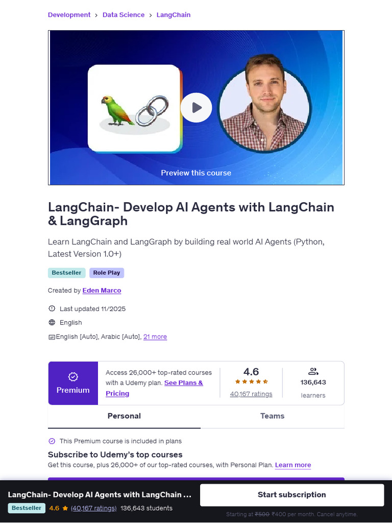 LangChain - Develop AI Agents With LangChain & LangGraph - Udemy | PDF | Information Technology ...
