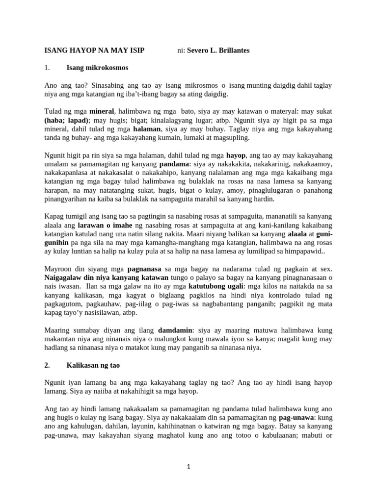 Iiia. Isang Hayop Na May Isip | PDF