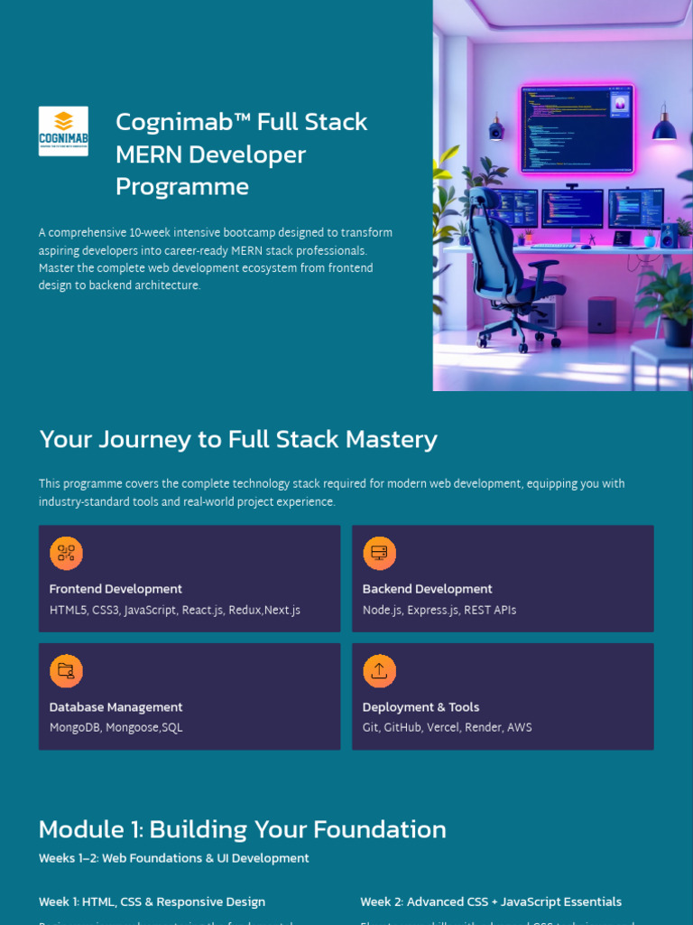 Cognimab Full Stack MERN Developer Programme | PDF | Java Script | Document Object Model