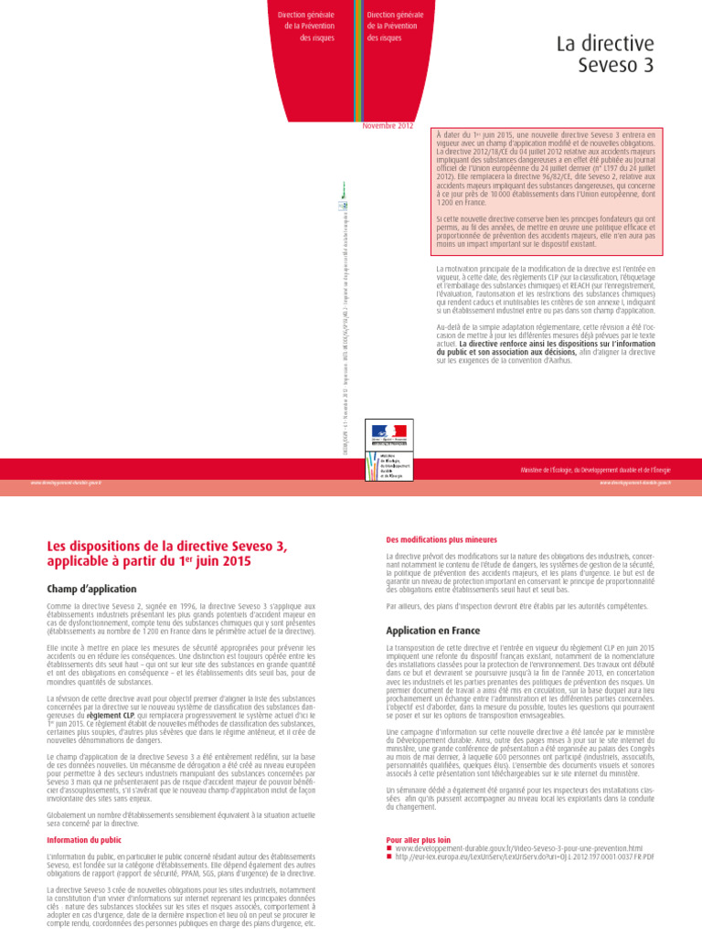 Directive Seveso 3 : Changements clés 2015 | PDF
