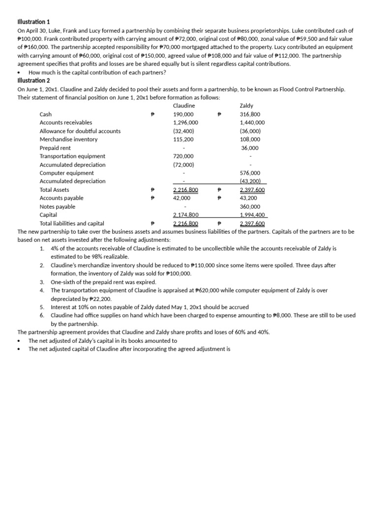 Partnership Illustration Problems | PDF | Depreciation | Partnership