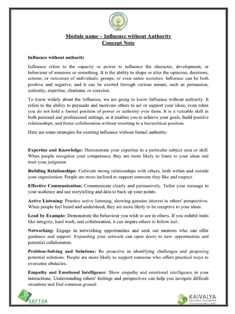 Influence Without Authority | PDF