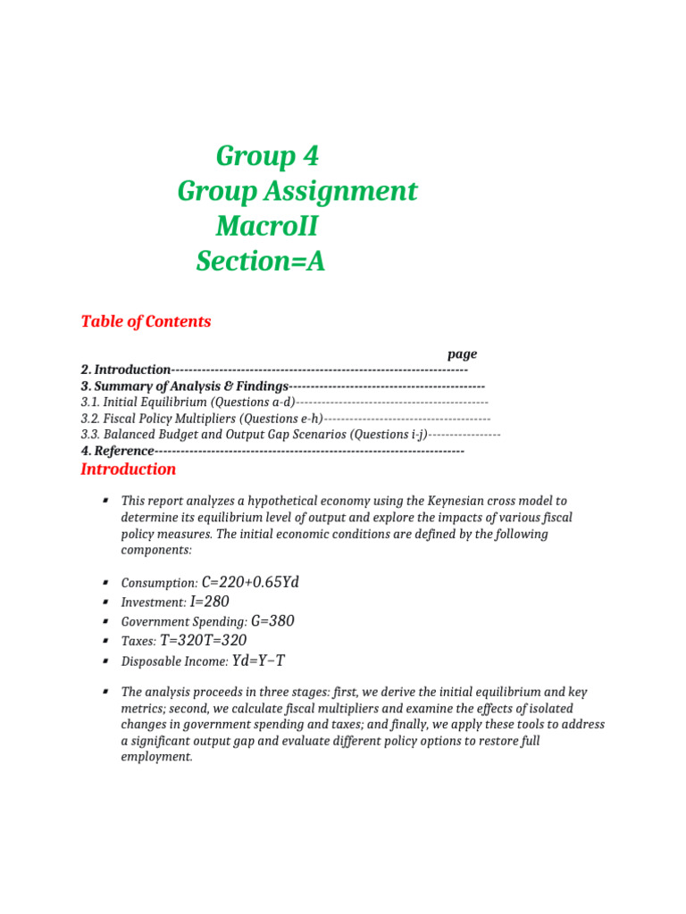 MacroEconomics II Group Ass | PDF | Fiscal Multiplier | Government Budget Balance