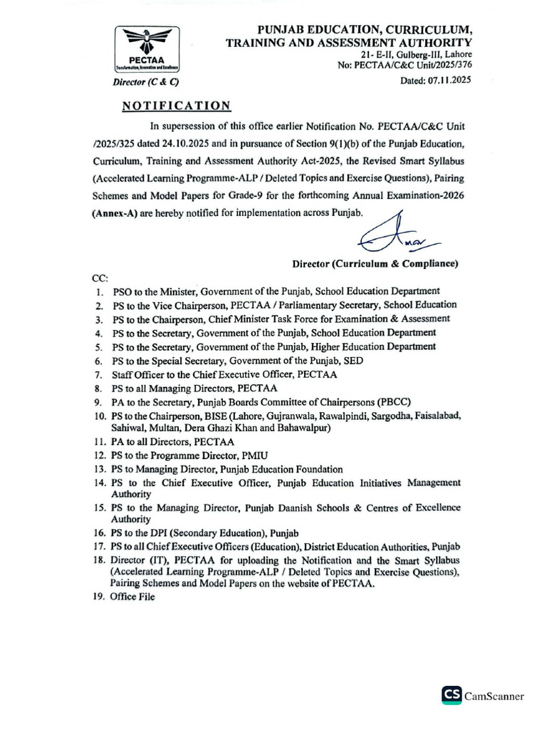 9th Revised ALP Notification 07.11.2025 | PDF