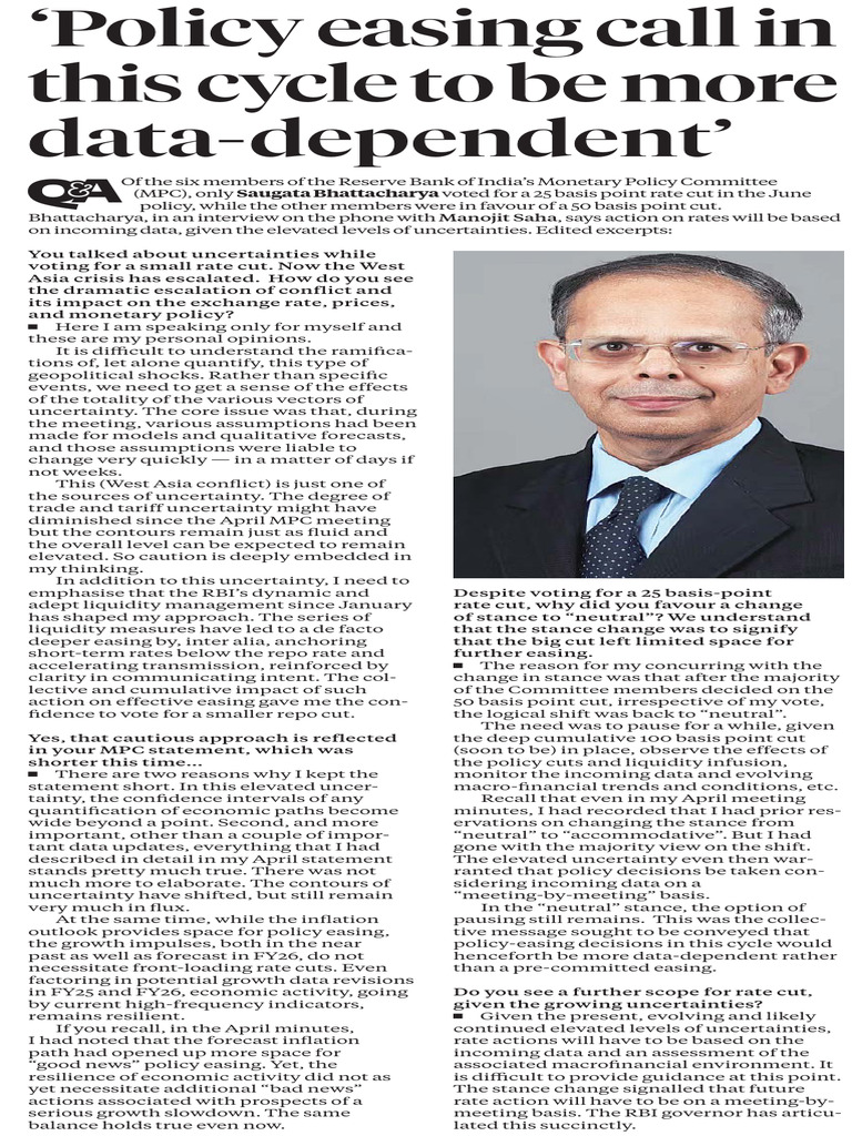 MPC Meet Saugata Q&A | PDF | Monetary Policy | Economics