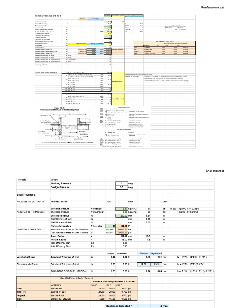 ASME - RF Pad, Shell THK & Ext Pressure Calculations | PDF | Applied ...
