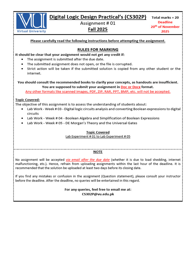 Fall 2025_CS302P_1 (1) | PDF | Boolean Algebra | Teaching Mathematics