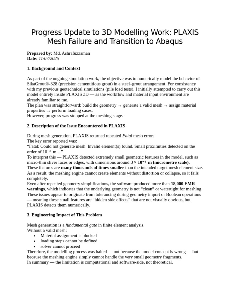 PLAXIS Mesh Failure & Abaqus Transition | PDF | Strength Of Materials ...