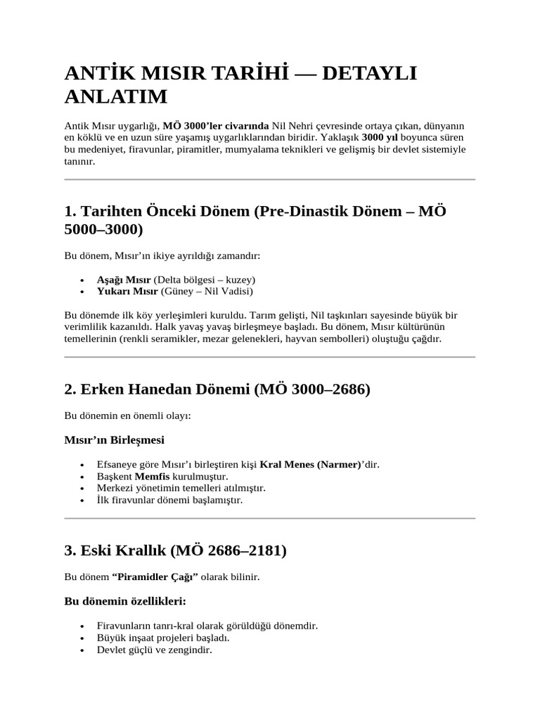 Anti̇k Misir Tari̇hi̇ | PDF