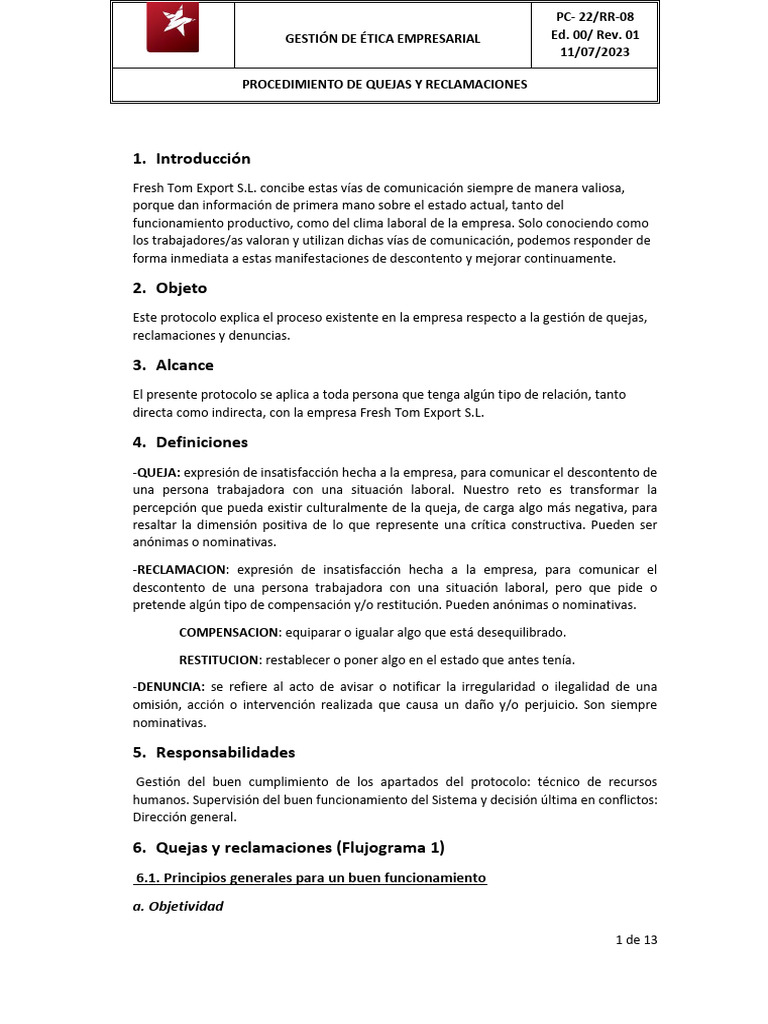 PC-22 RR-08 Procedimiento de Quejas y Reclamaciones | PDF | Justicia | Crimen y violencia
