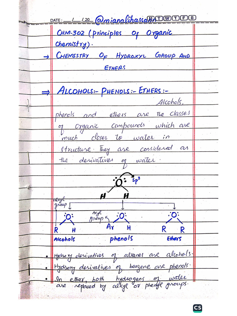 Alcohols, Phenols and Ethers - CHM 302 Principle of organic chemistry ...