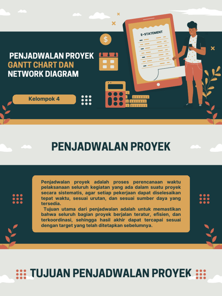 Penjadwalan Proyek Gantt Chart Dan Network Diagram (Kelompok 4) | PDF