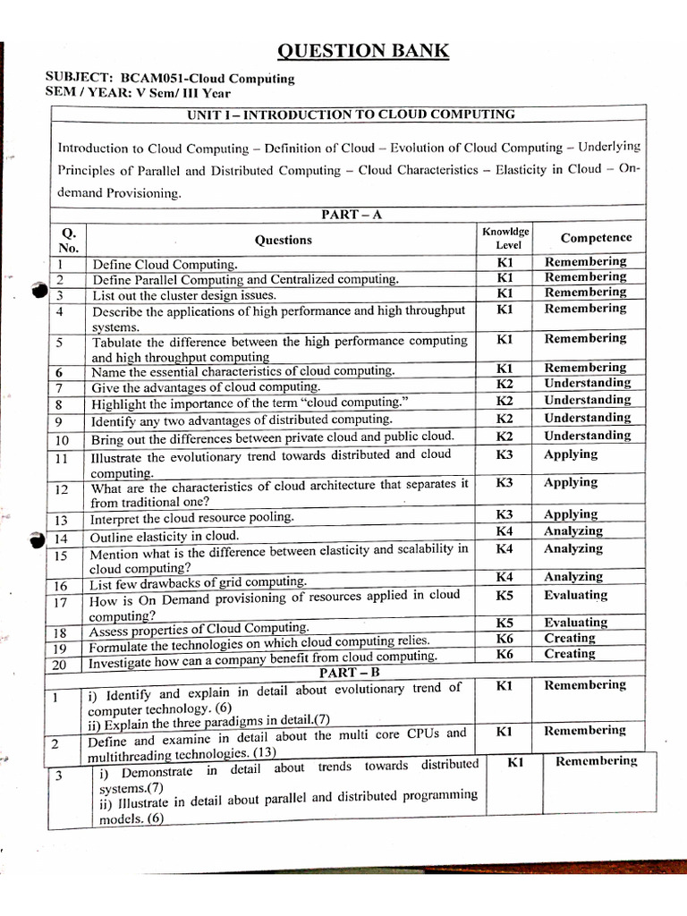 Cloud Computing Question Bank | PDF
