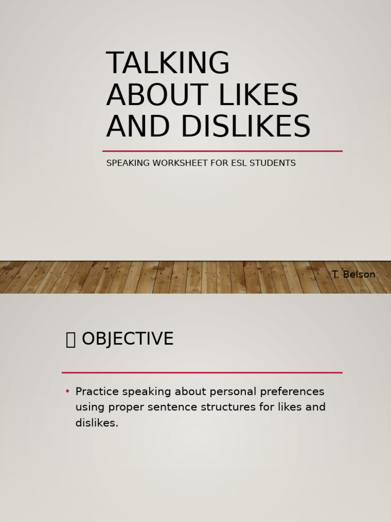 ESL Worksheet: Likes and Dislikes | PDF