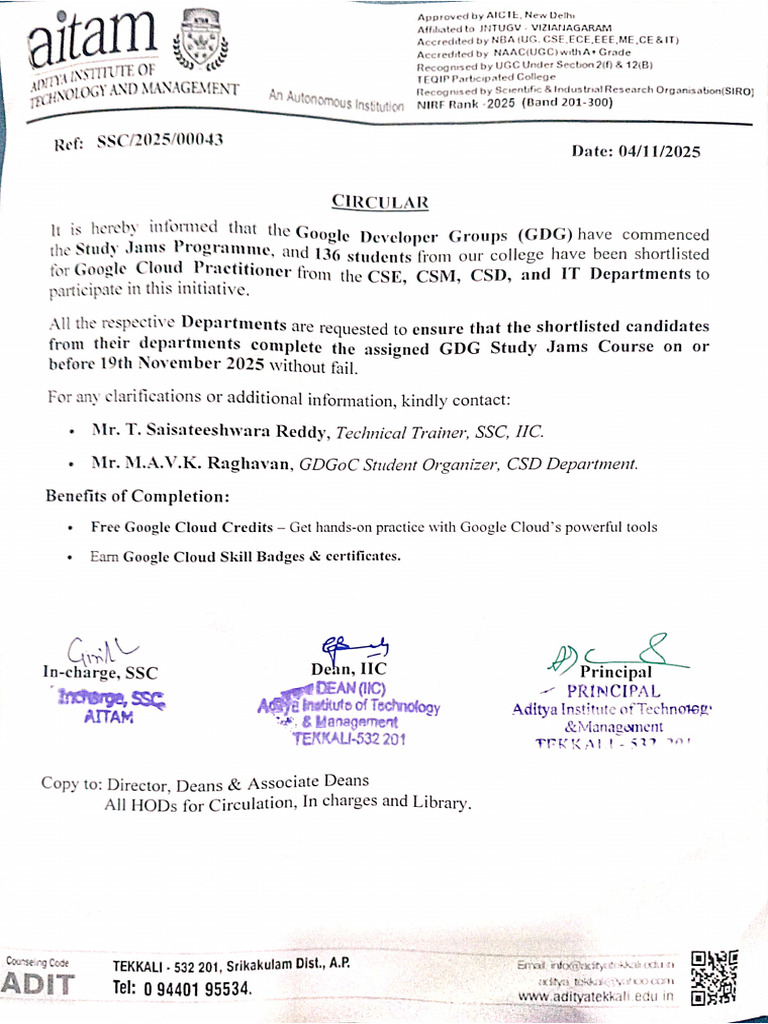 GDG Aitam Study Jam Circular | PDF