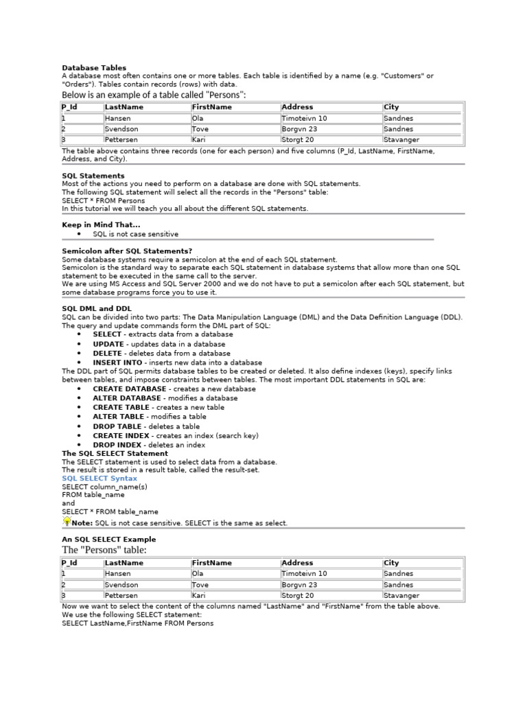 SQL | PDF | Sql | Database Index