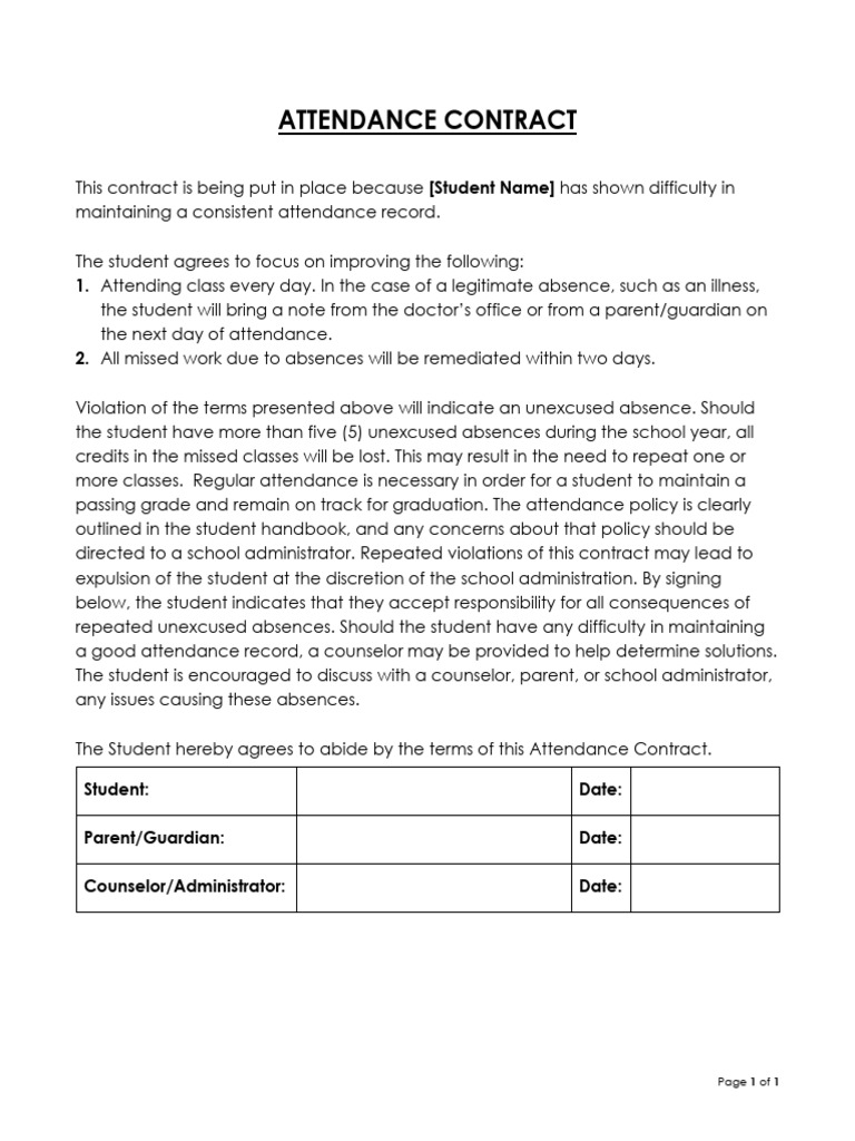 Attendance Contract | PDF