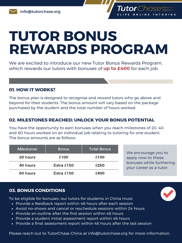 Tutor Bonus Rewards Program | PDF