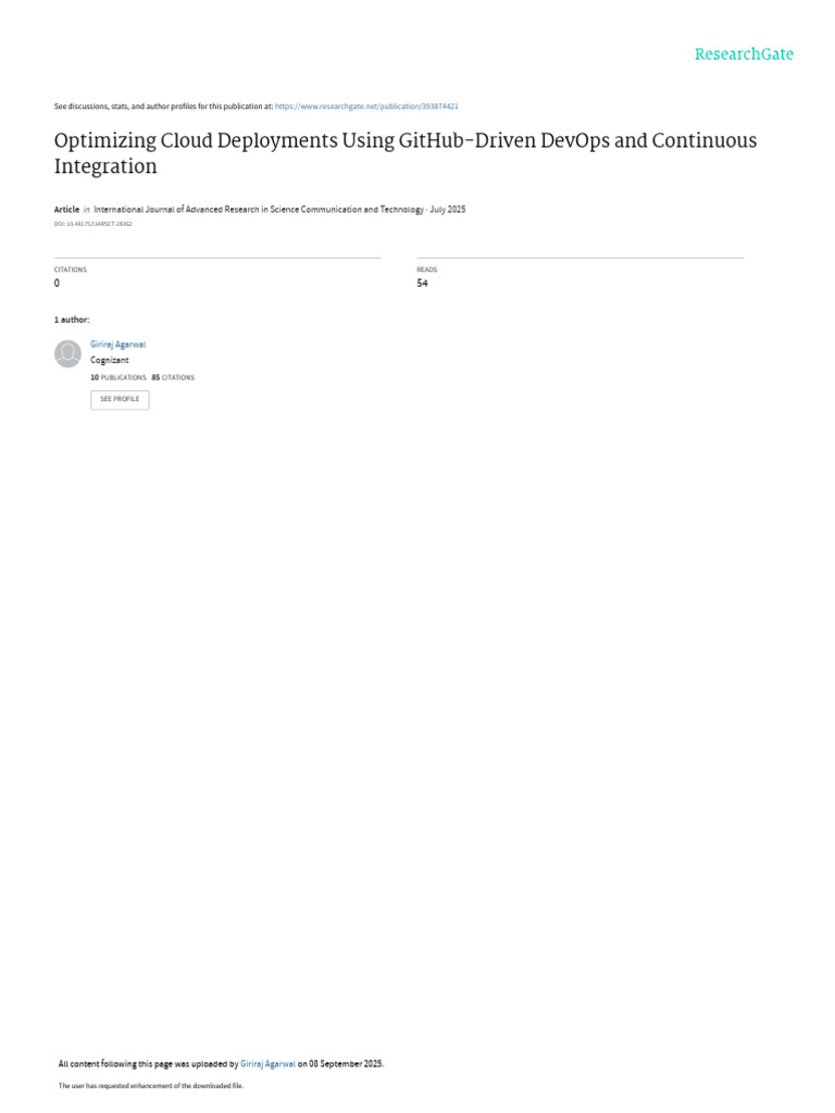 Optimizing Cloud Deployments Using GitHu | PDF | Cloud Computing ...