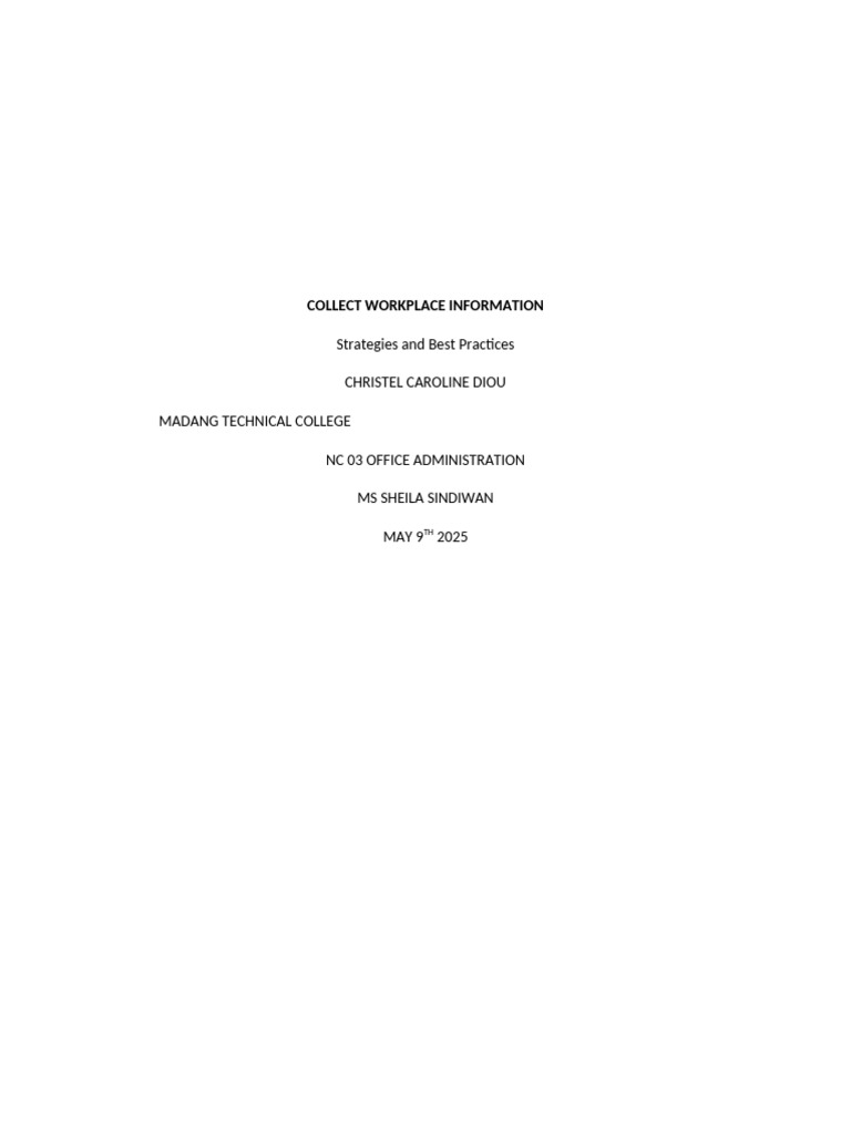 Collect Workplace Information Report | PDF