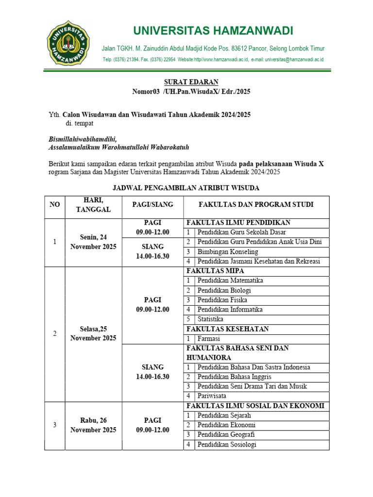 Edaran Pengambilan Atribut Wisuda0001 | PDF