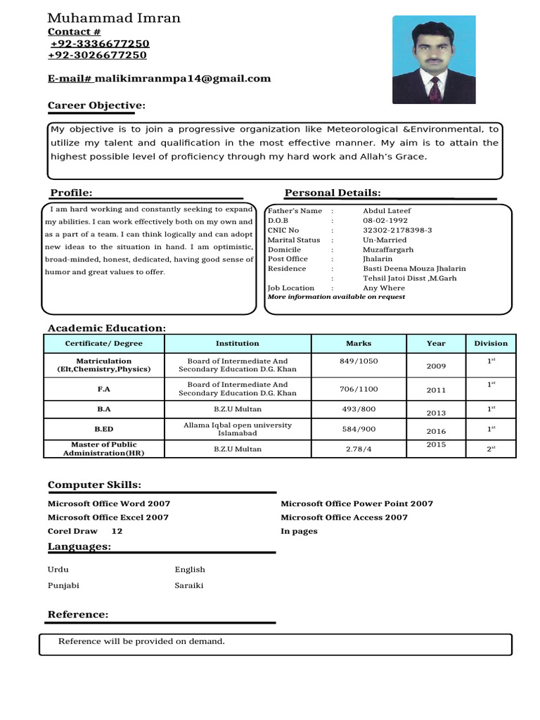 Malik Imran CV | PDF