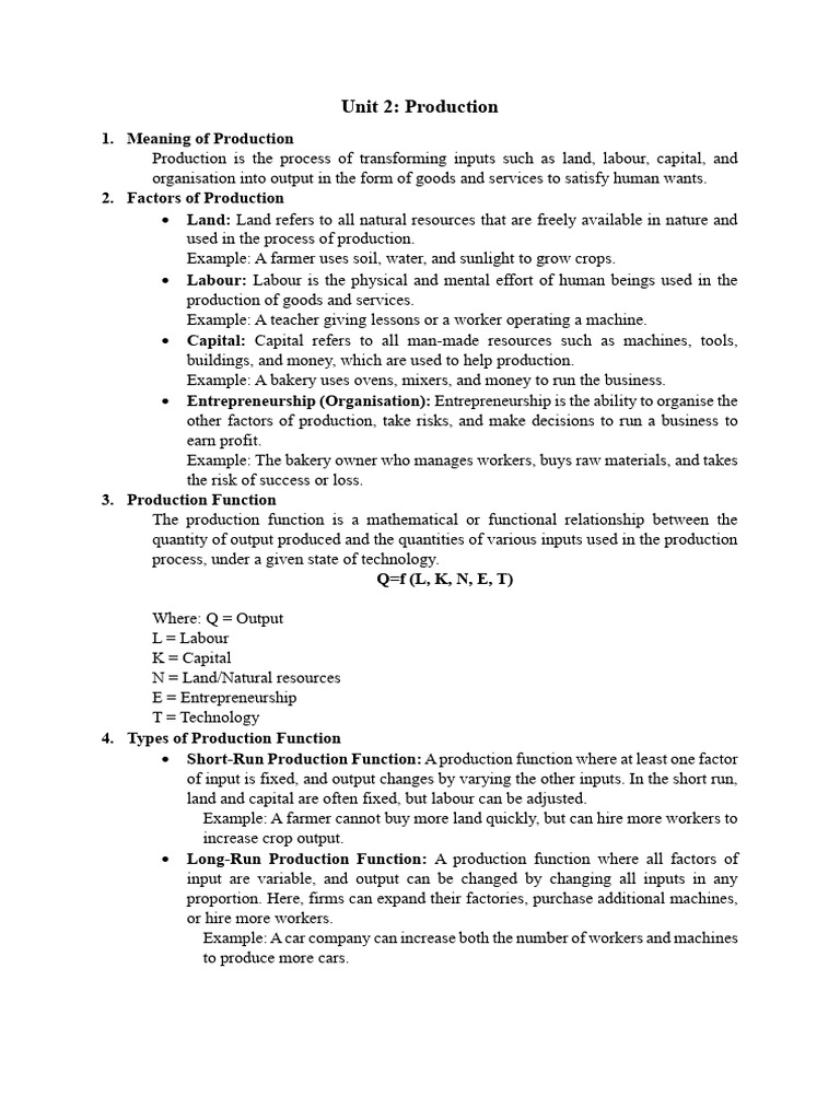Unit 2 (Business Economics) | PDF | Production Function | Economies Of Scale