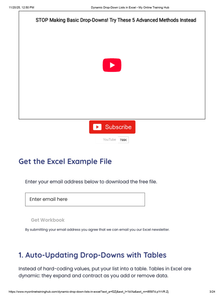 Dynamic Drop-Down Lists in Excel - My Online Training Hub | PDF ...