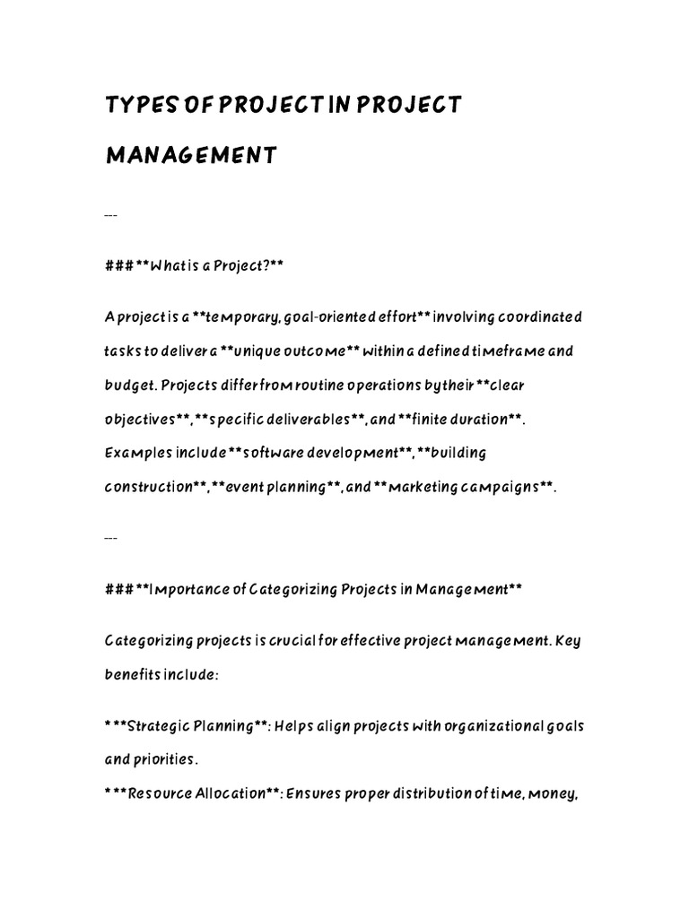 Types of Projects in Management | PDF | Project Management | Business