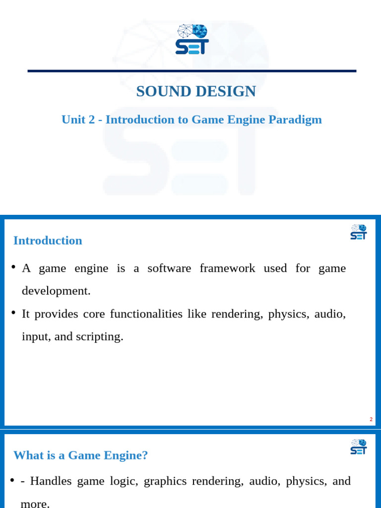 U2 - SD - Introduction To Game Engine Paradigm | PDF | Unity (Game ...