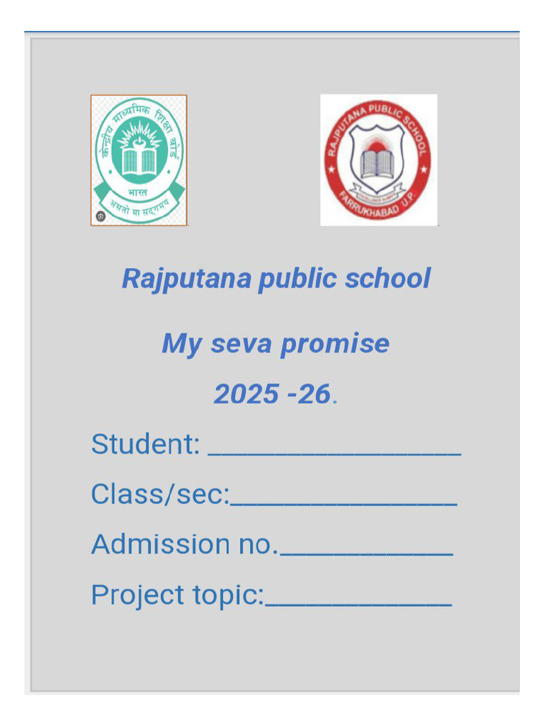 My Seva Promise Projects #Rajputana Public School | PDF