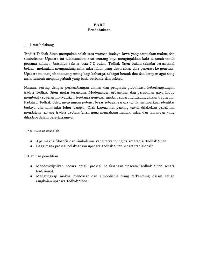 Makna dan Prosesi Tradisi Tedhak Siten | PDF