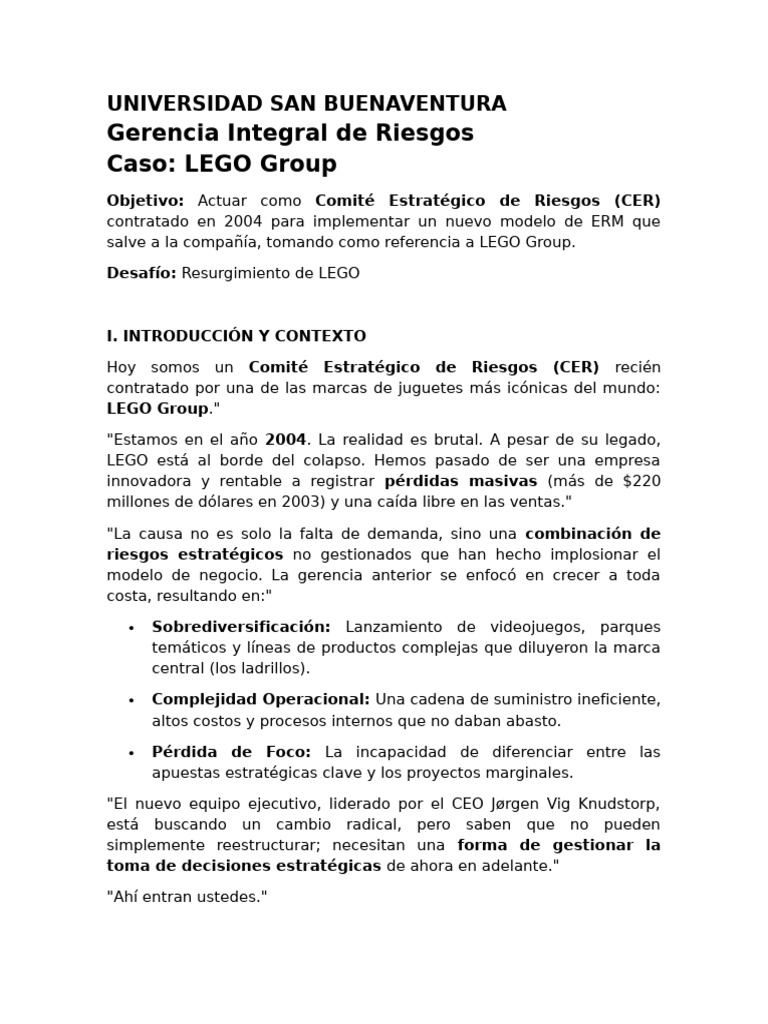 Modelo ERM para Resurgimiento de LEGO | PDF | Gestión estratégica ...