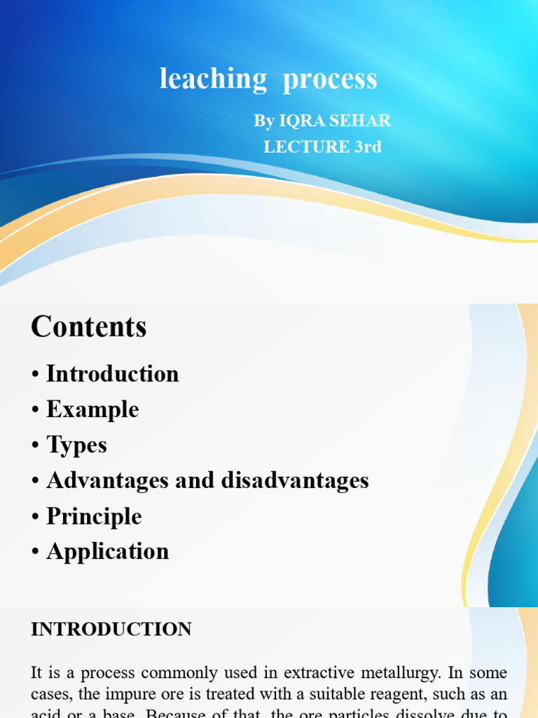 Leaching Process - PPTX LEC 3-1 | PDF | Aluminium Oxide | Precipitation (Chemistry)