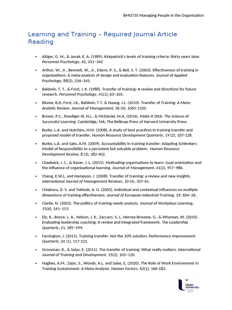 Training Transfer in Organizations | PDF | Behavioural Sciences ...