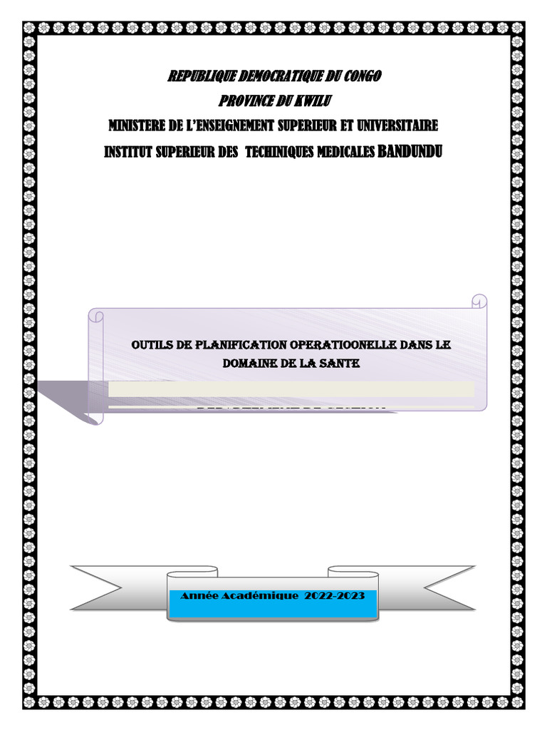 Outils de Planification Opérationnelle Santé | PDF | Planification | Budget