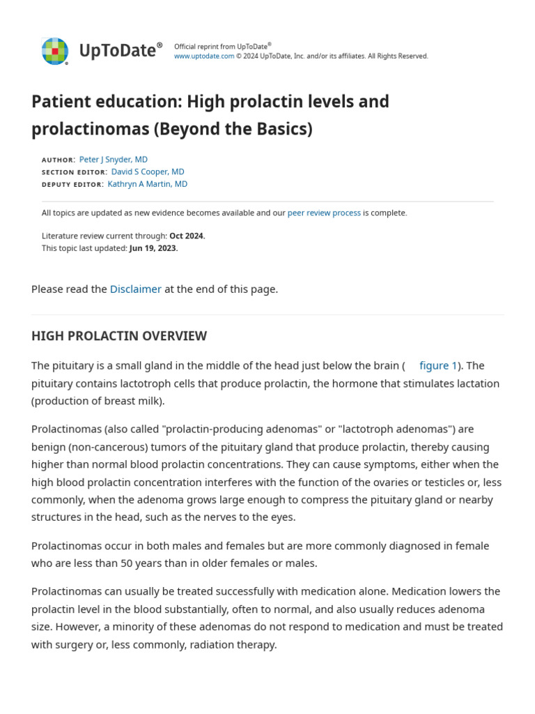 Patient Education - High Prolactin Levels and Prolactinomas (Beyond The ...