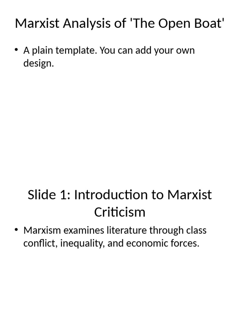 Marxist Themes in 'The Open Boat' Analysis | PDF