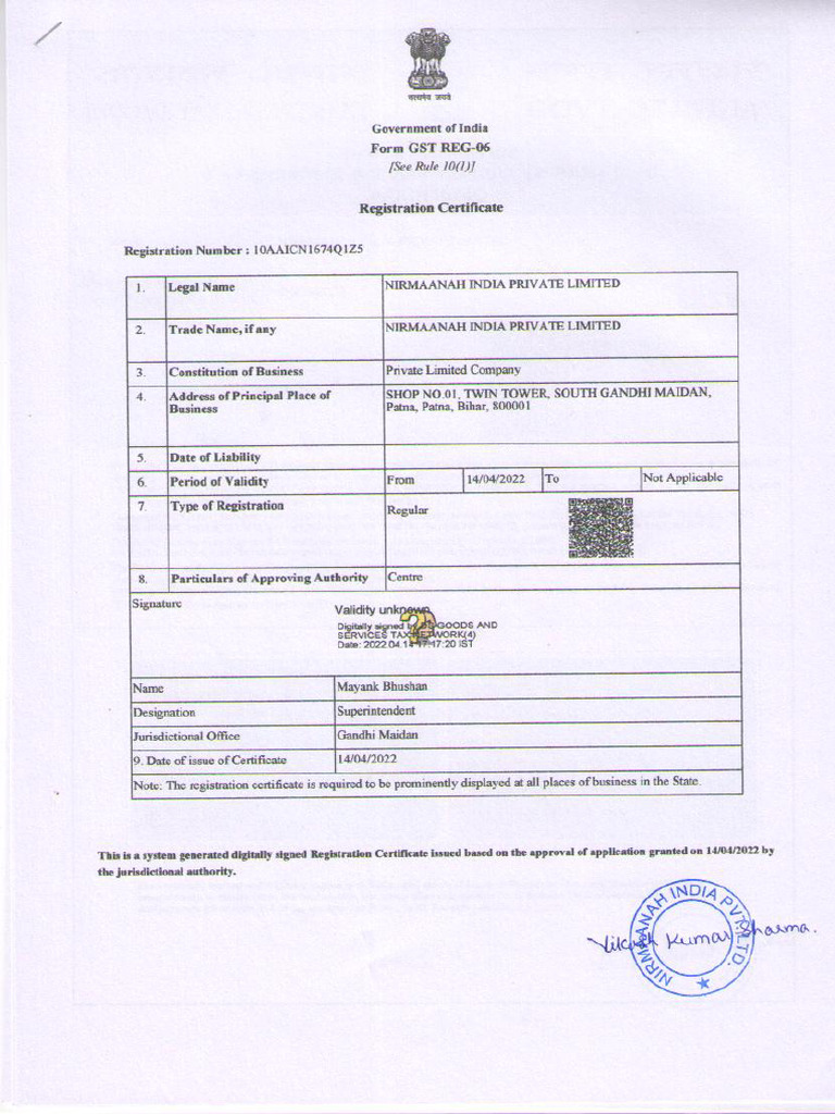 154 GST Certificate | PDF
