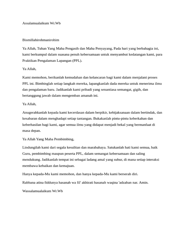 Teks Doa PPL | PDF