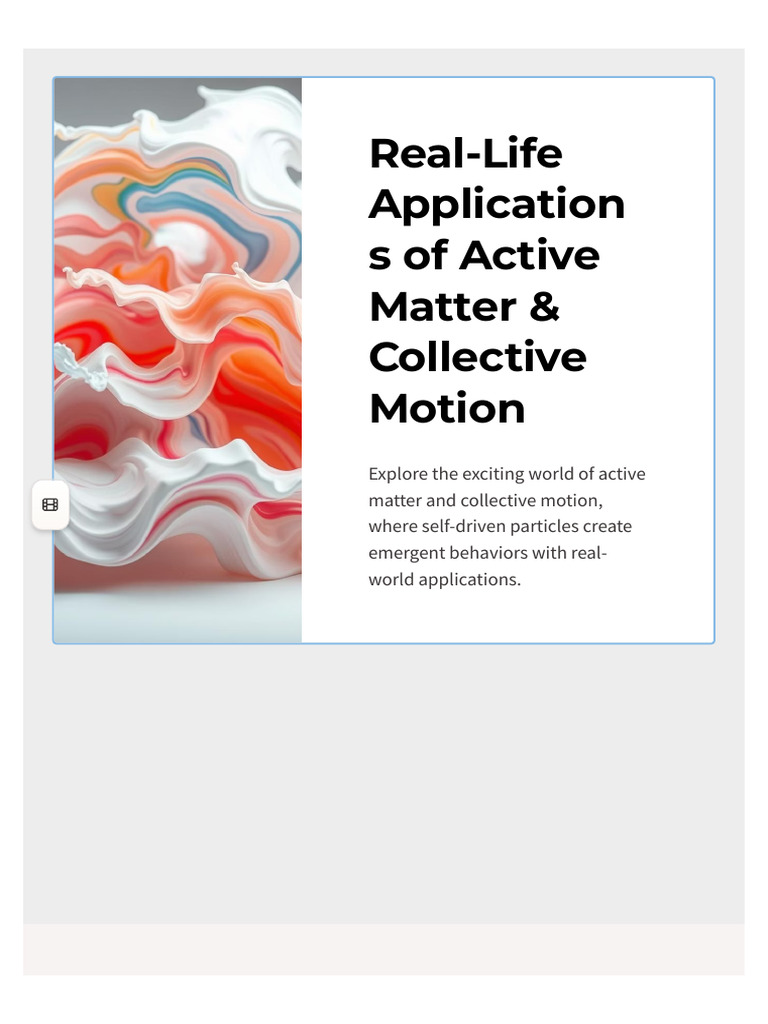 Real-Life Applications of Active Matter & Collective Motion - Gamma | PDF