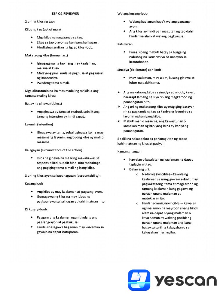 Esp 2nd Quarter | PDF