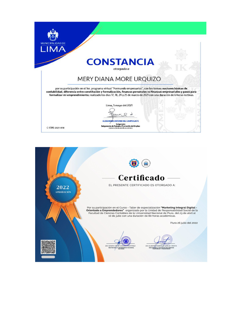 certificado cursos | PDF