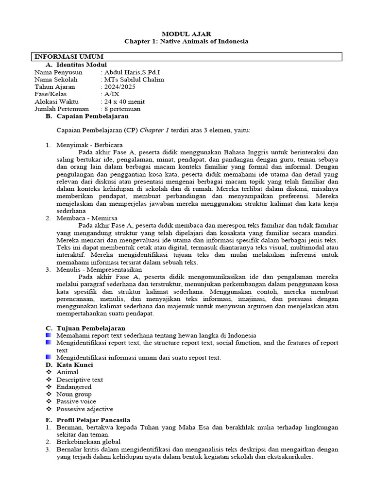 Modul Ajar PPG Ukin - Abdul Haris | PDF