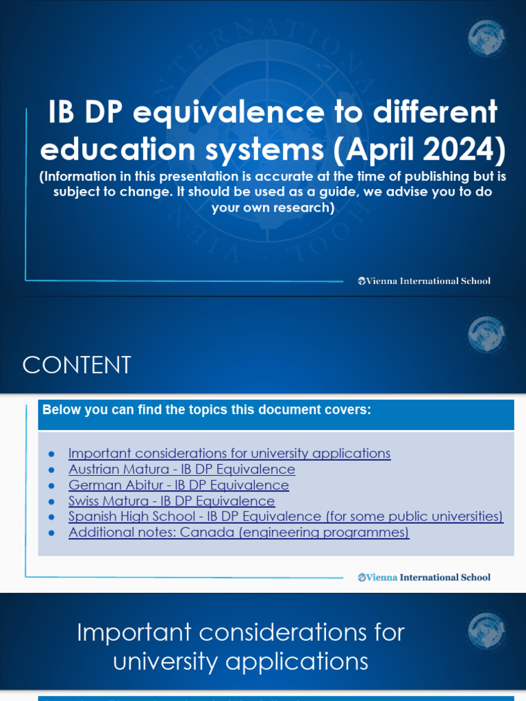 IB DP Equivalence in European Education | PDF | Educational Stages ...