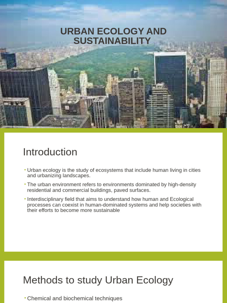 Urban Ecology: Strategies for Sustainability | PDF | Natural ...